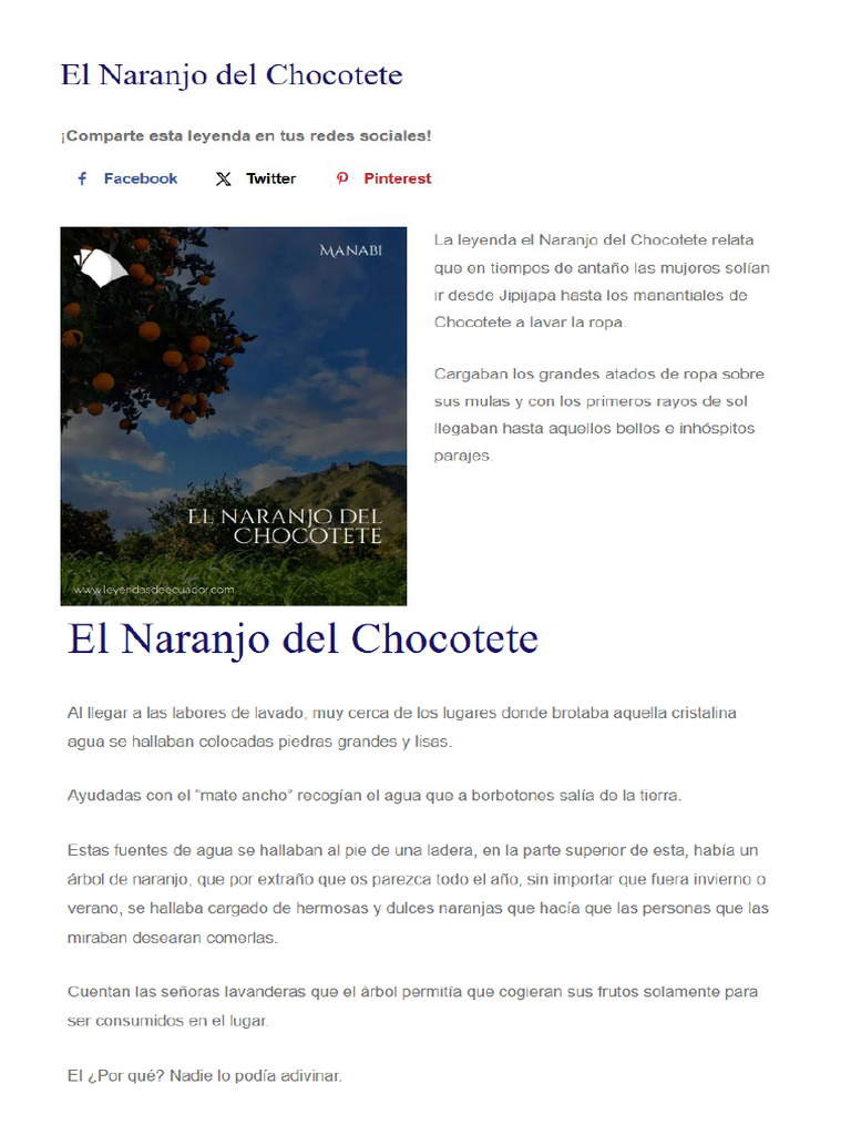 El Naranjo de Chocotete | PDF