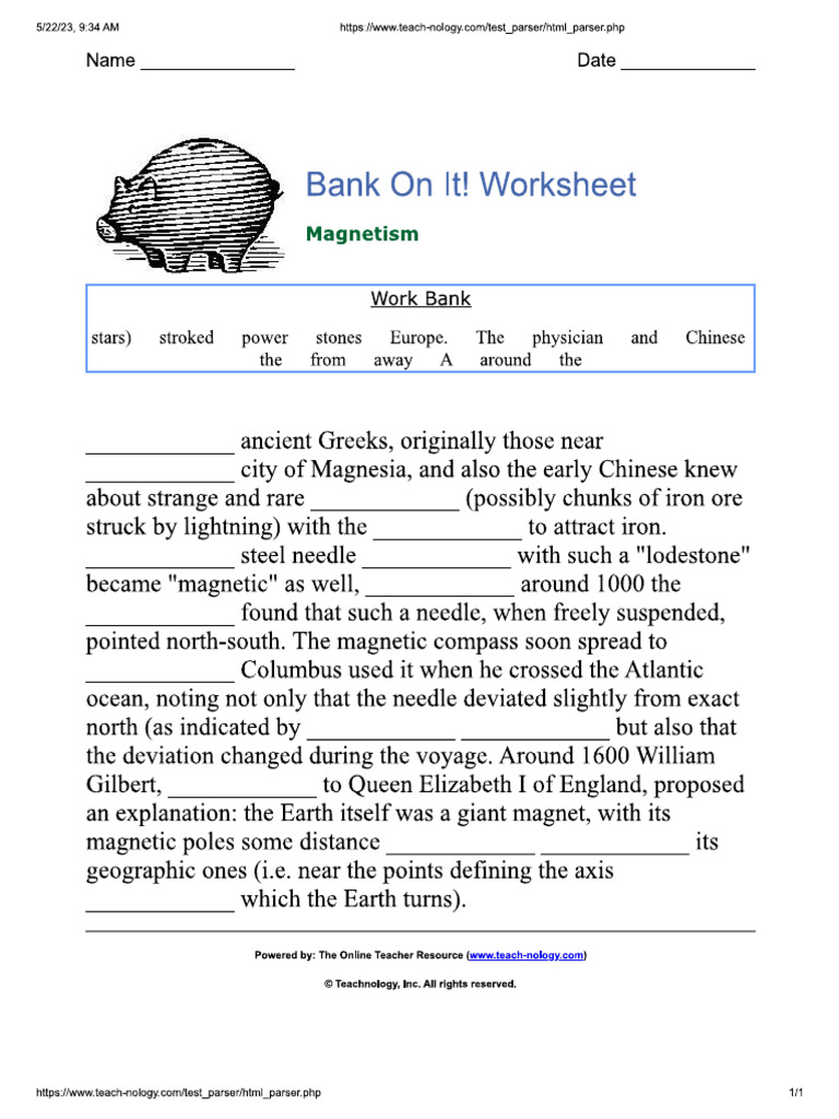 Magnetism Cloze Passage | PDF