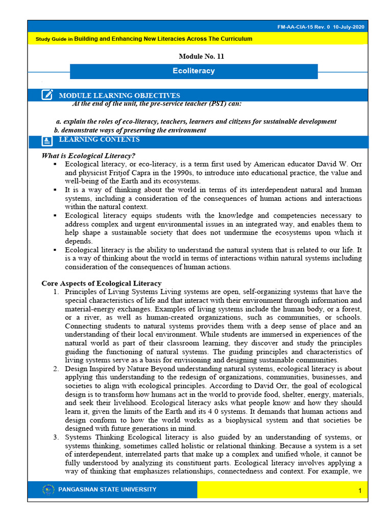 ProfEd - SG11 | PDF | Ecology | Natural Environment