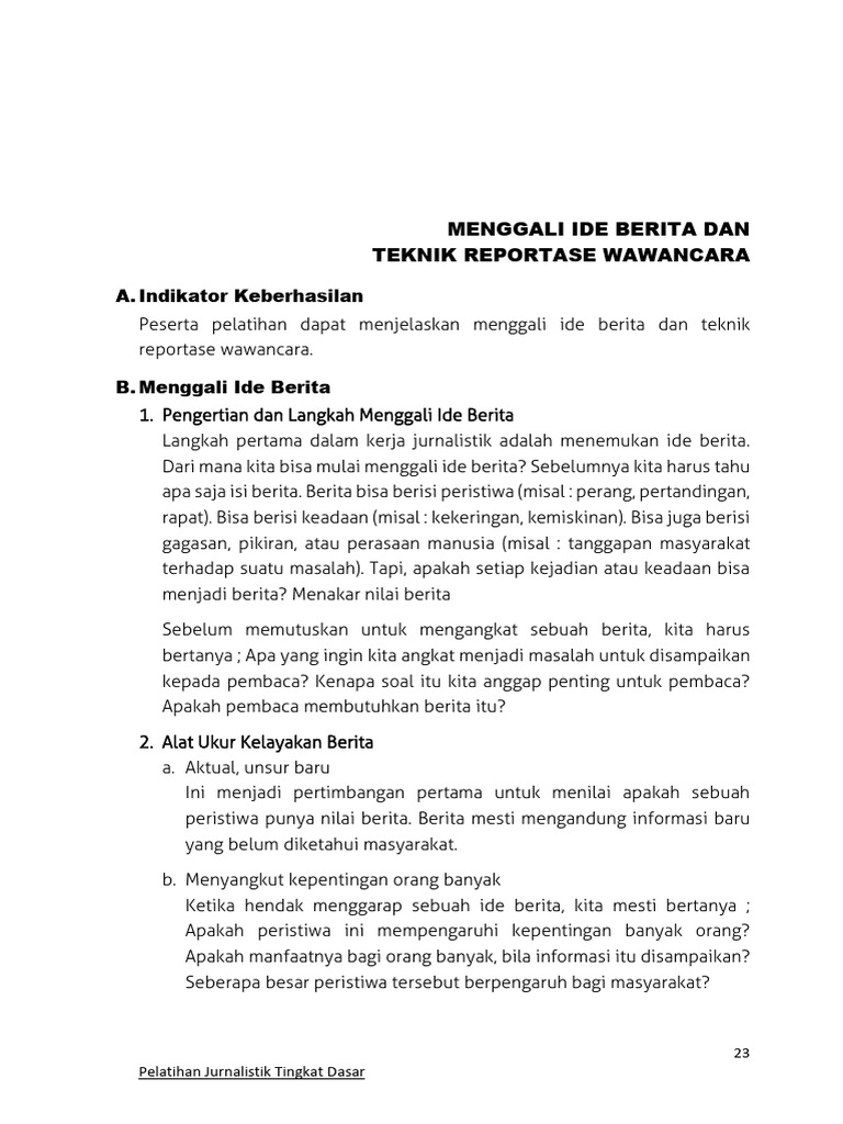Bab 2 Menggali Ide Berita & Teknik Reportase | PDF