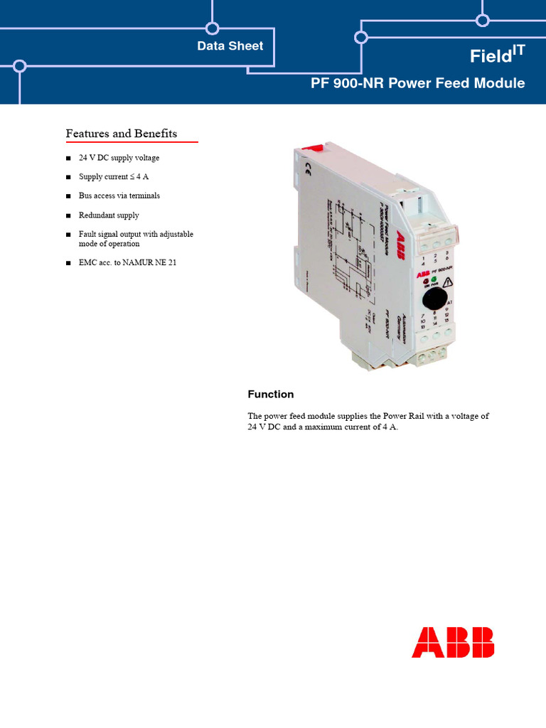 3BDD011868 en PF 900-NR Power Feed Module | PDF | Power Supply | Relay