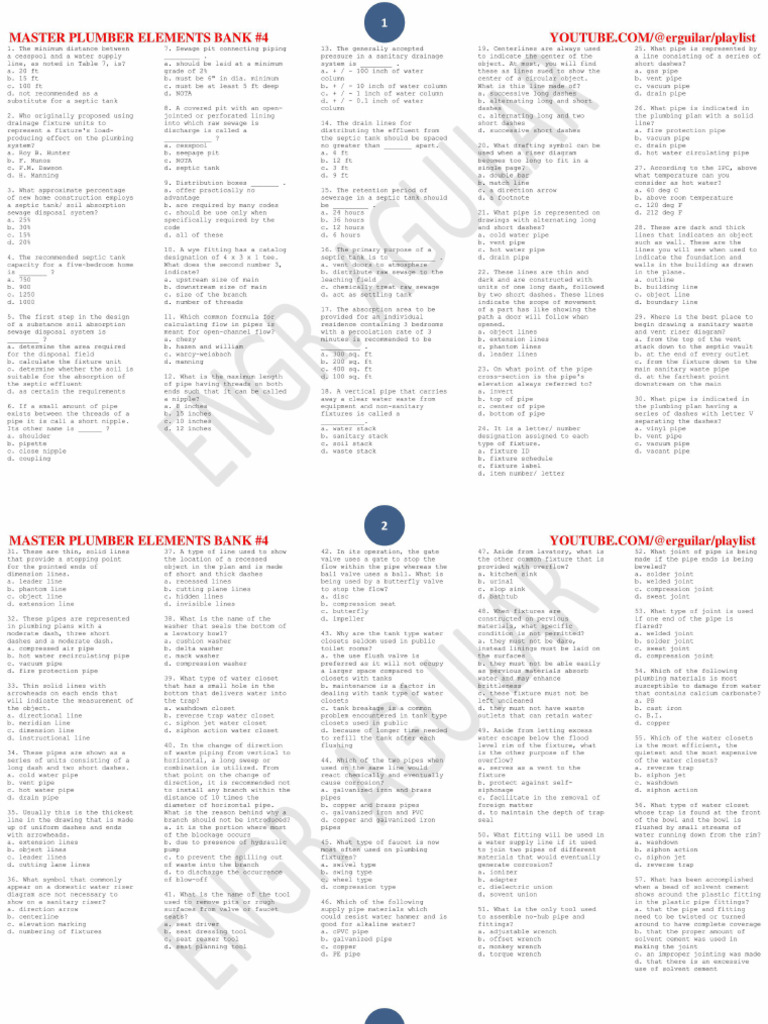 Master Plumber Elements Bank #4 | PDF