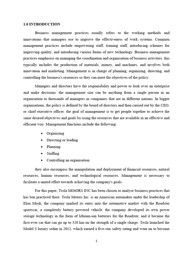Tesla's Business Management Practices | PDF | Leadership | Operations ...
