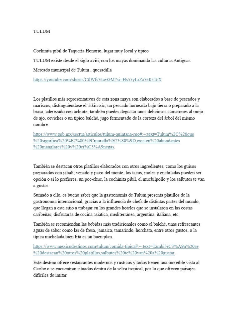 Tulum | PDF | Mariscos | Cocina latinoamericana