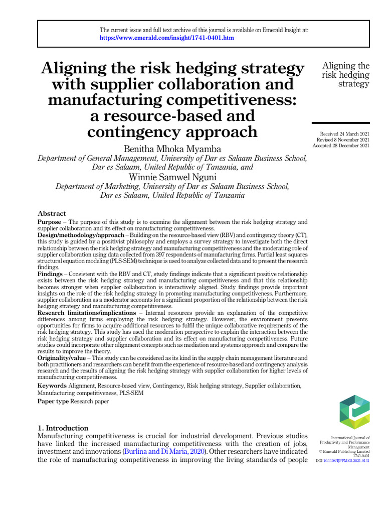 Aligning The Risk | PDF | Supply Chain | Business