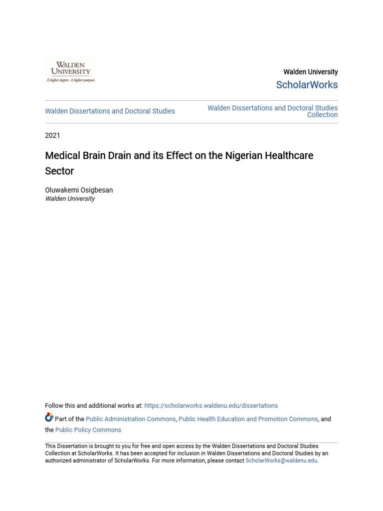 Medical Brain Drain and Its Effect on the Nigerian Healthcare Sec | PDF | Human Migration ...