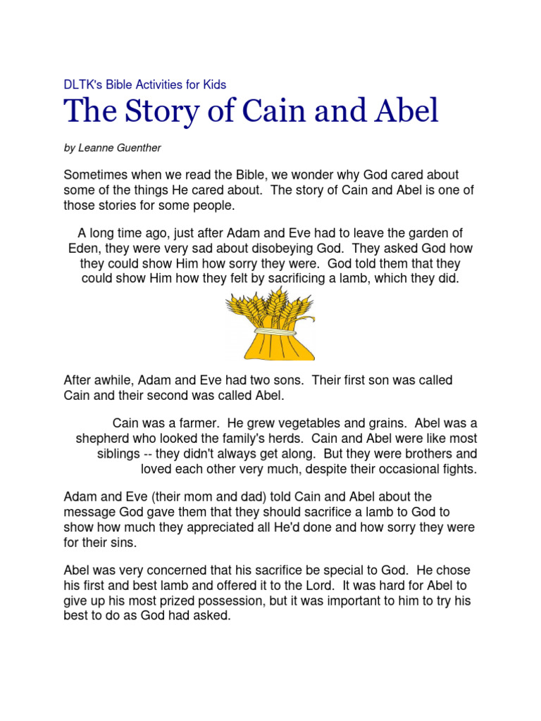 Cain and Abel Story and Materials | PDF | Cain And Abel | Crossword