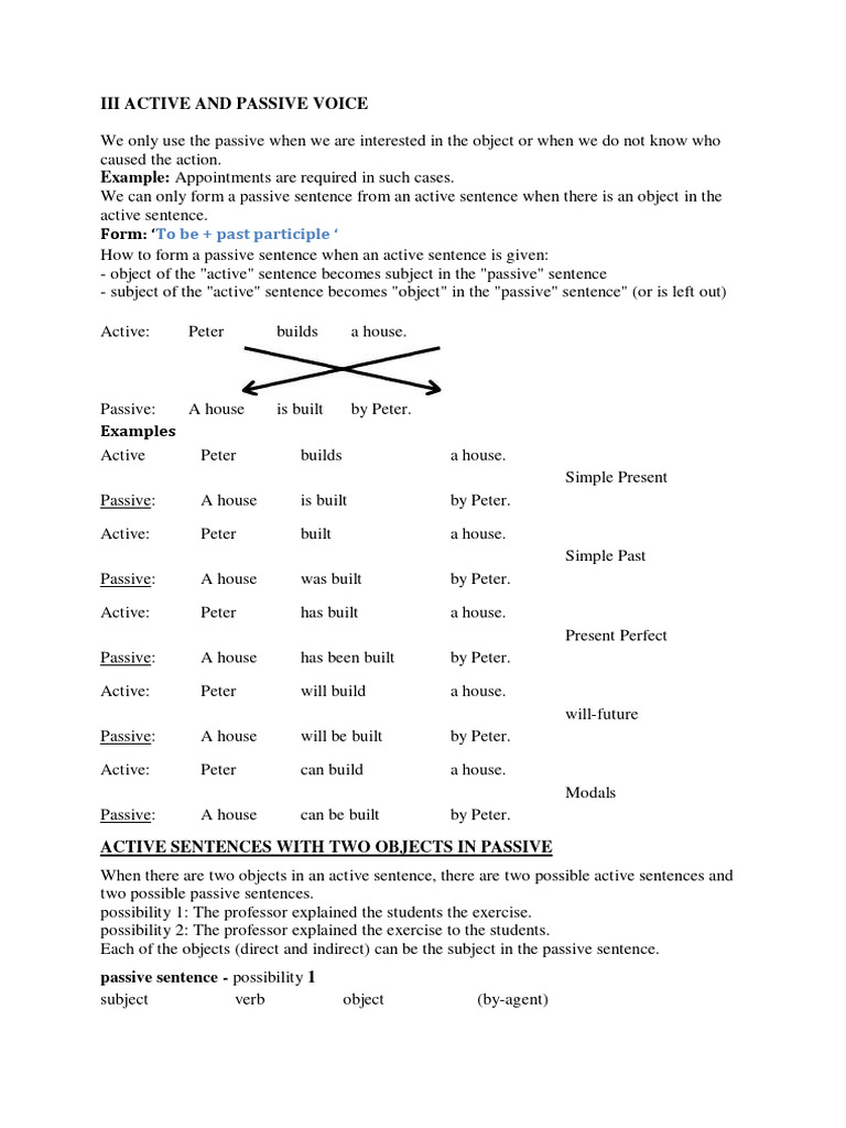Active and Passive Voice Examples | PDF | Verb | Subject (Grammar)