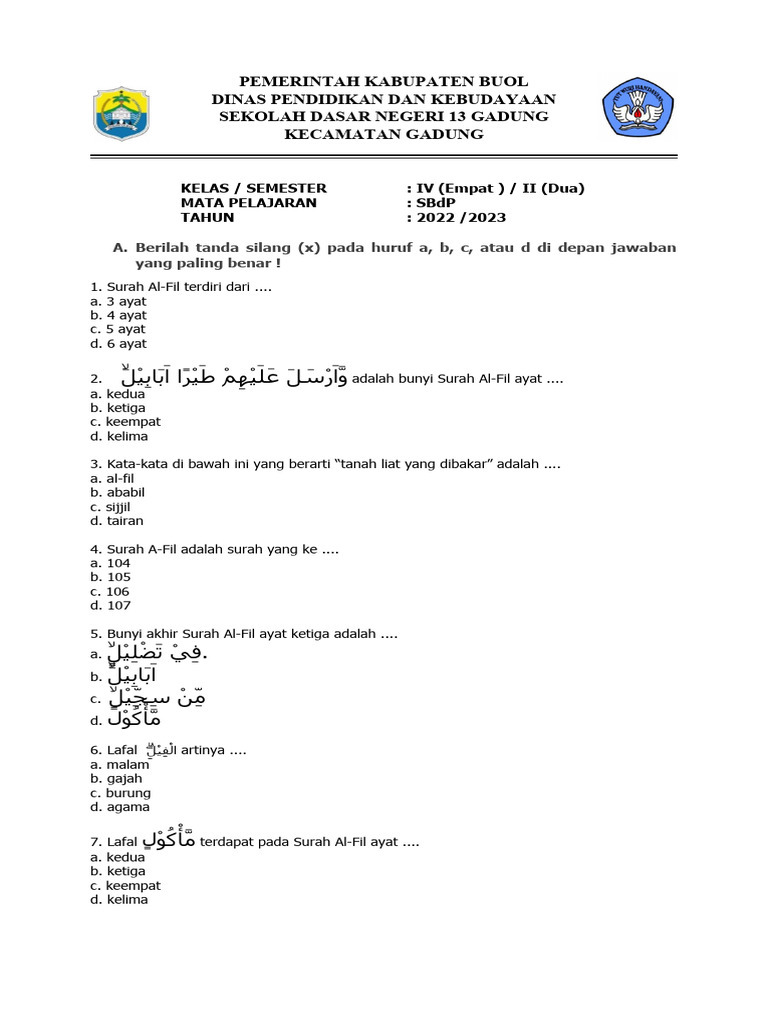 Soal Agama Kelas 4 | PDF