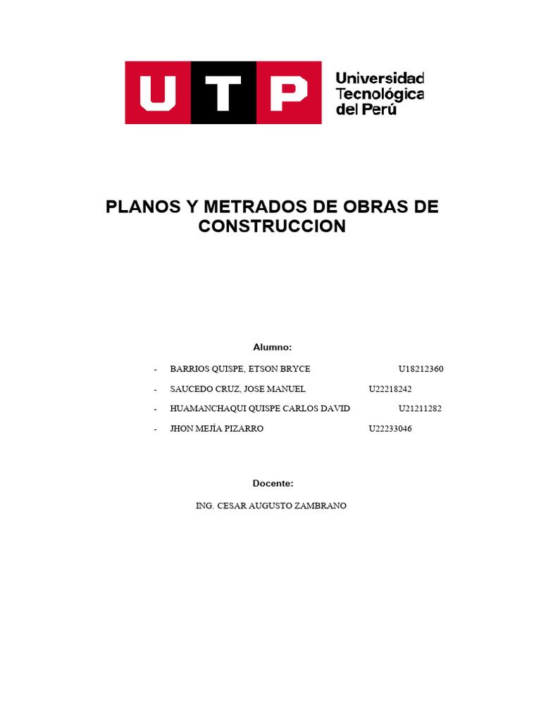 PLANOS_Y_METRADOS_DE_OBRAS_DE_CONSTRUCCION_UTP[1] | Descargar gratis PDF | Hormigón | Concreto ...