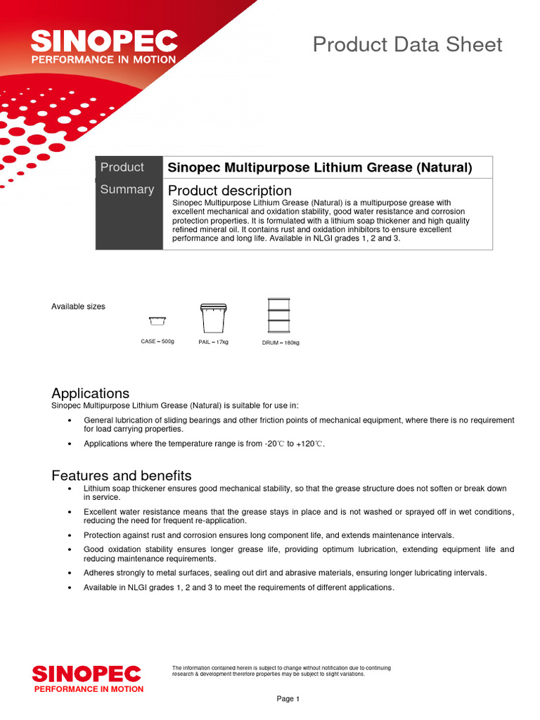 TDS Multipurpose Lithium Grease | PDF | Materials