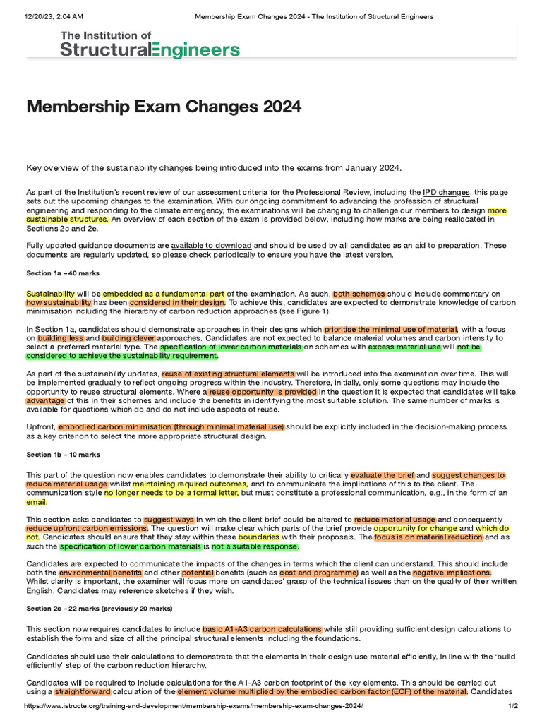 2024 Membership Exam Sustainability Changes | PDF | Reuse | Sustainability