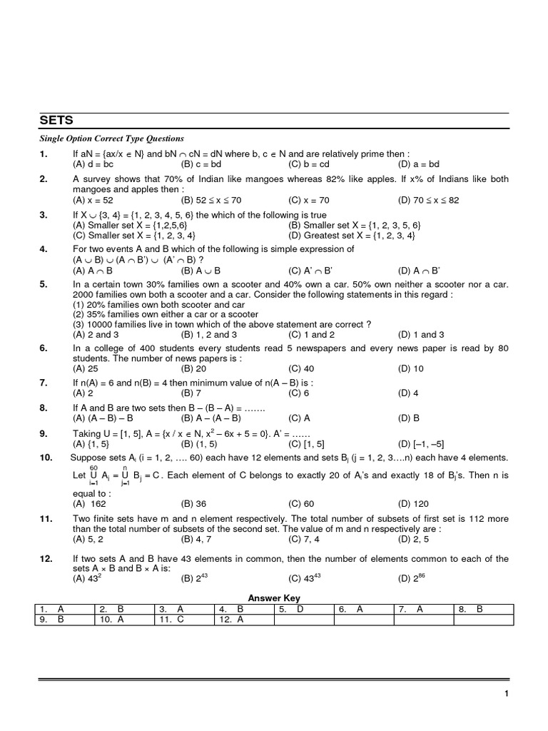 SET & Relations | PDF | Integer | Numbers