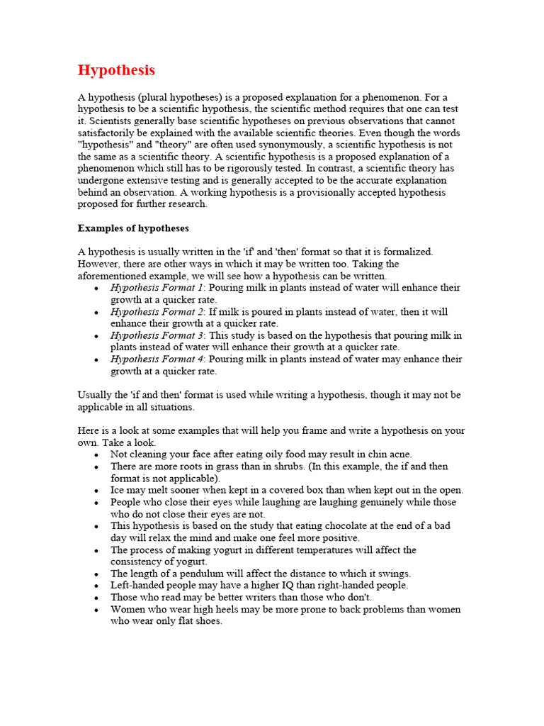 Understanding Scientific Hypotheses | PDF | Hypothesis | Theory