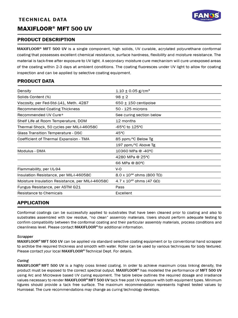 MAXIFLOOR MFT 500 UV (1) | PDF | Ultraviolet | Electrical Resistance And Conductance