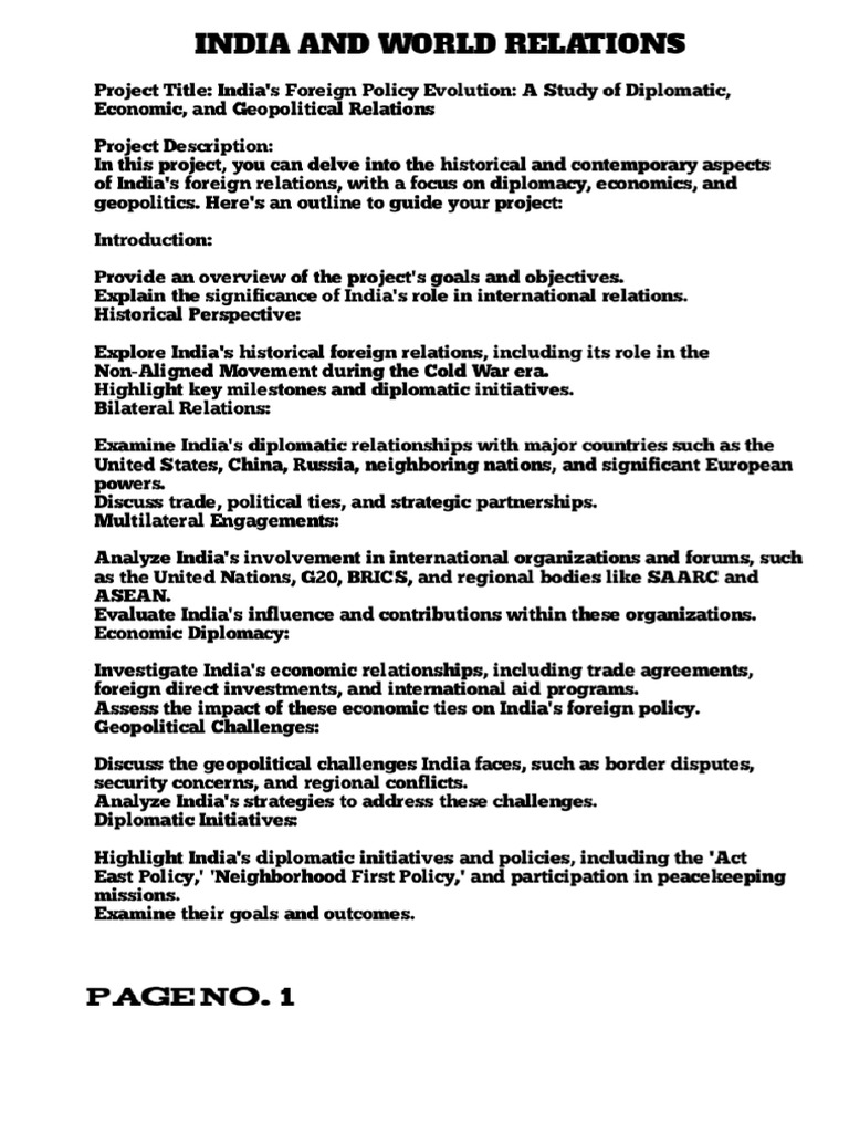 INDIA AND WORLD RELATIONS - 4-PROJECT WORK. PDF (Made DSP) | PDF