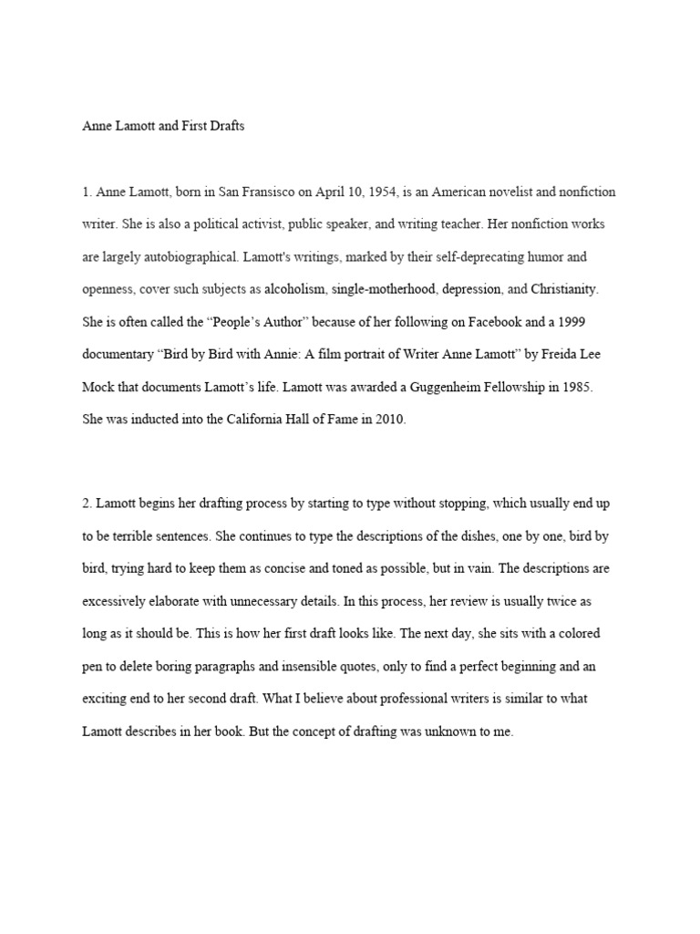 Anne Lamott and First Drafts | PDF