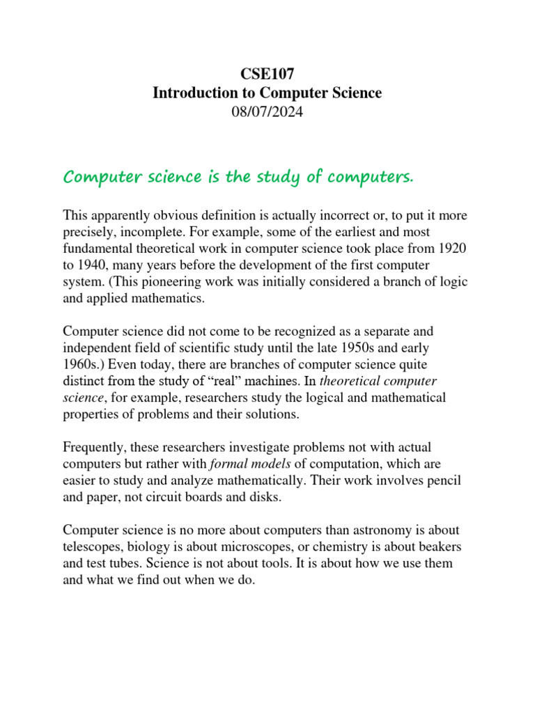 Understanding Computer Science Basics | PDF | Computer Science | Science