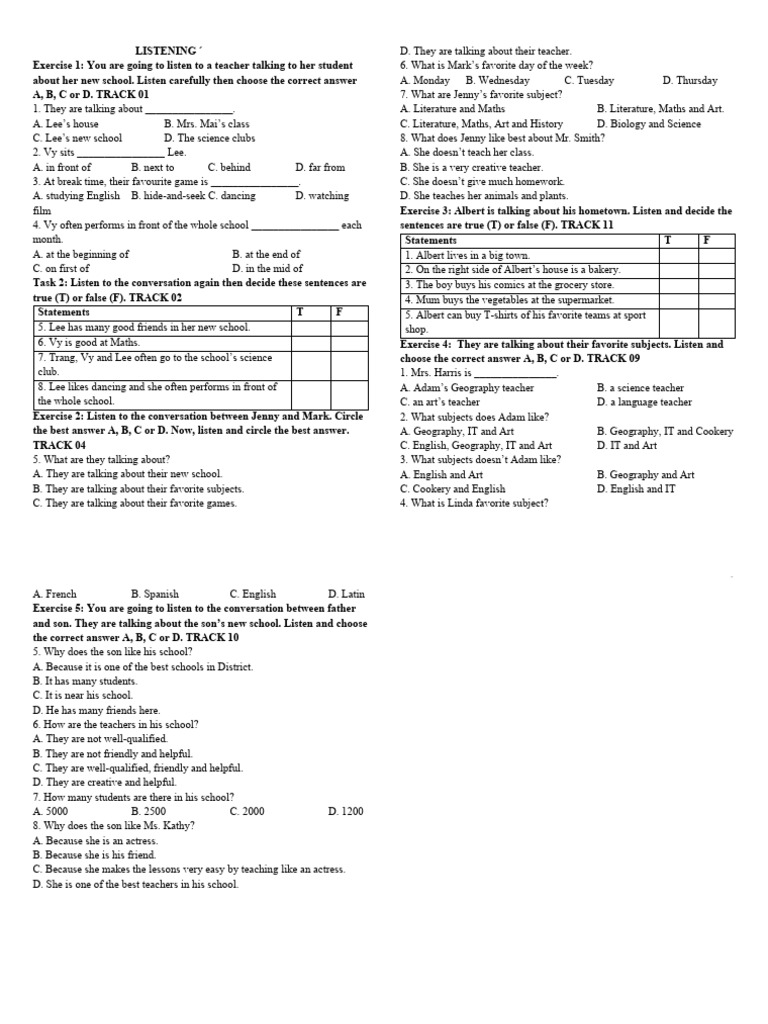 GRADE 6. LISTENING 04 | PDF