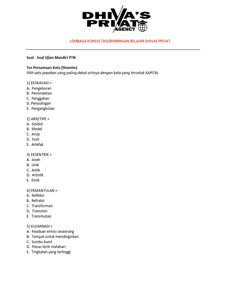 Soal - Soal Ujian Mandiri PTN | PDF