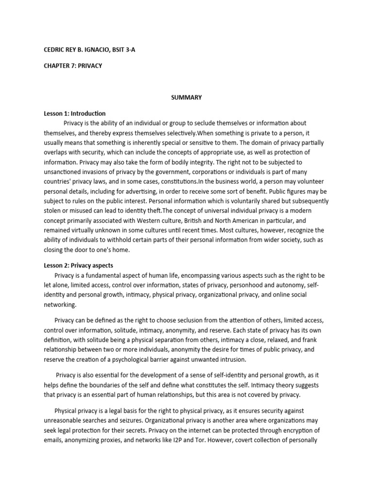 Module 7 Summary | Download Free PDF | Privacy | Justice