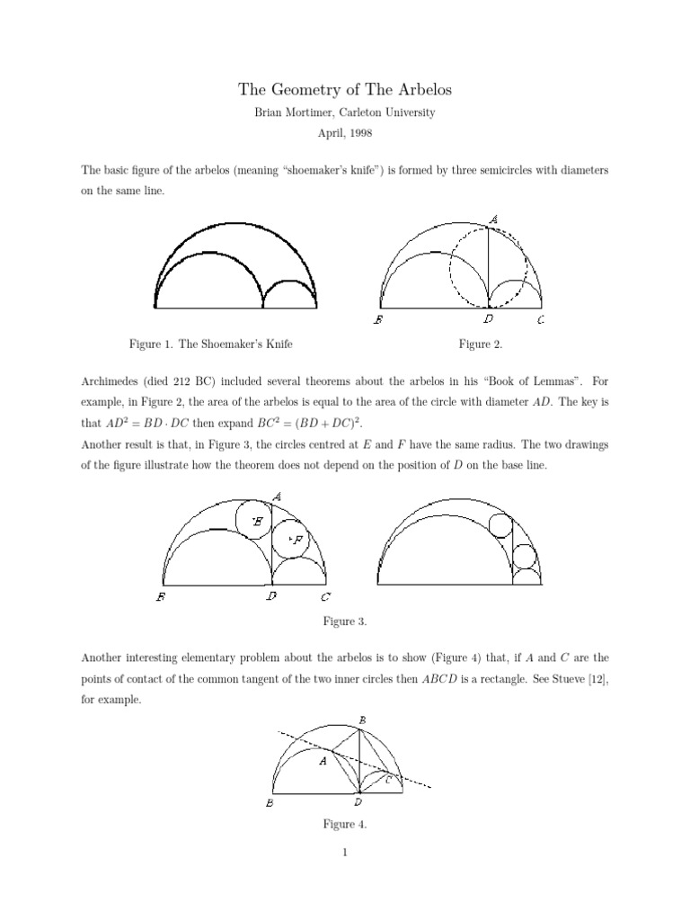 Arbelos Shoemaker Pdf Euclid Elementary Geometry