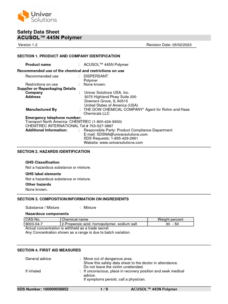Sds File 16182463 Pdf Toxicity Dangerous Goods