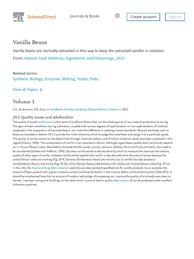 Vanilla Beans - An Overview - ScienceDirect Topics | PDF | Vanilla | Chromatography