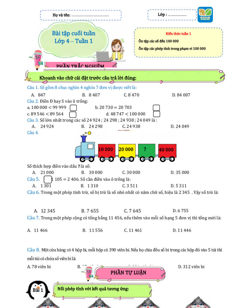1.BTCT 1 - Toán - KNTT | PDF