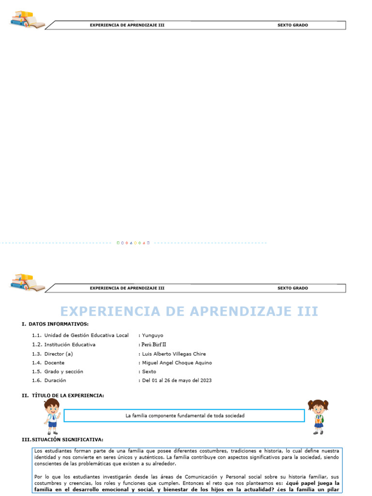 1.- Experiencia de aprendizaje III - Editora Quipus Perú | PDF | Números | Evaluación