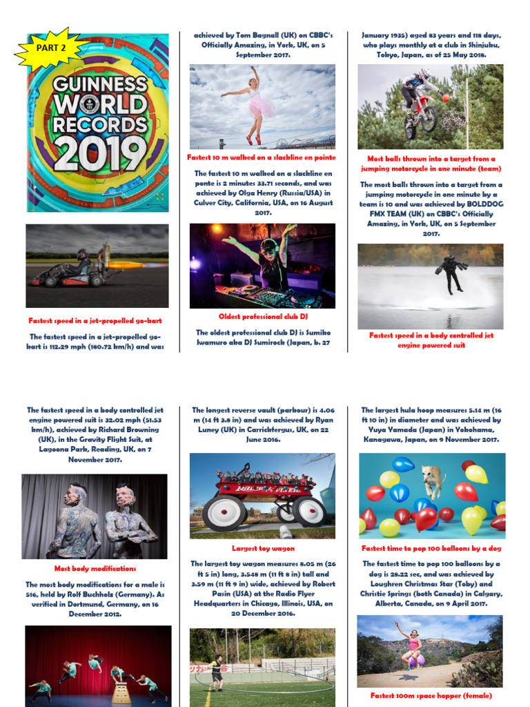 Pamphlet Story Grade 5-6 Guinness World Records 2019 (Part 2) | PDF