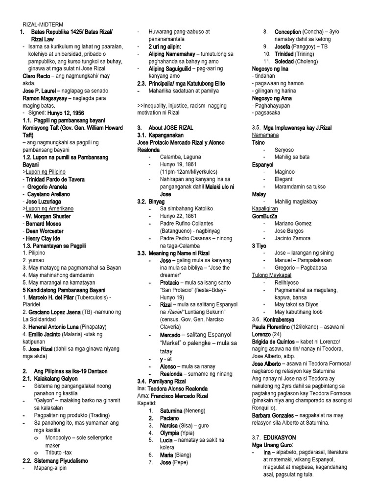 Rizal Midterms | PDF
