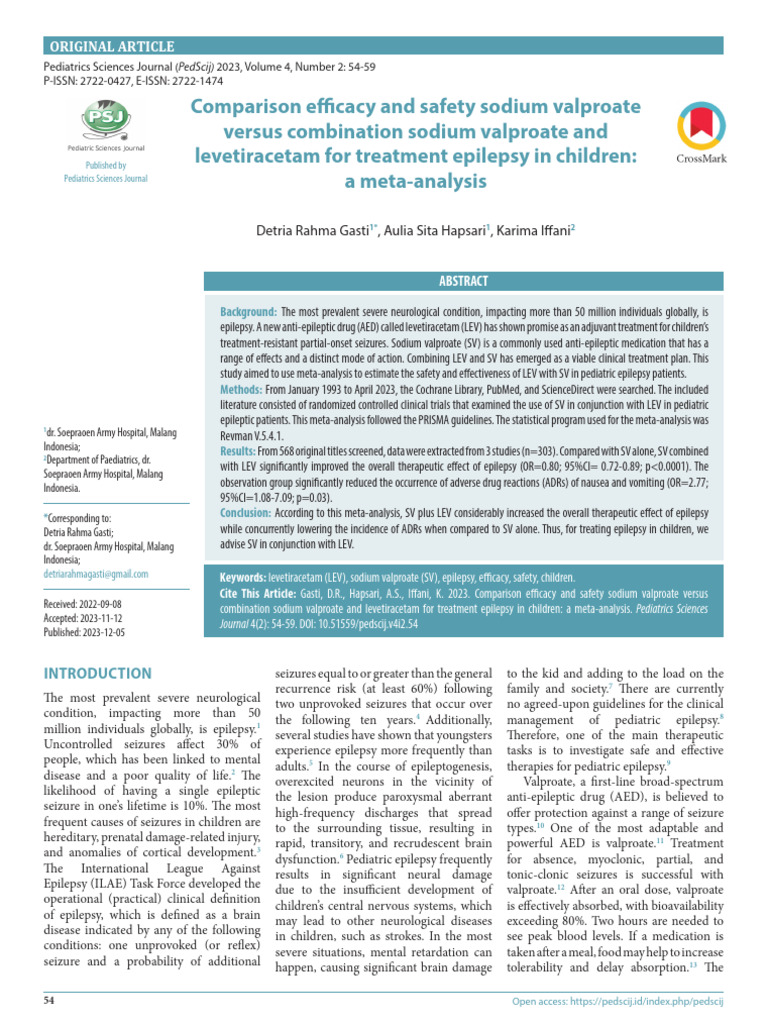 Gasti. VPA VS Combi VPA N Leve For Epsy | PDF | Epilepsy | Meta Analysis