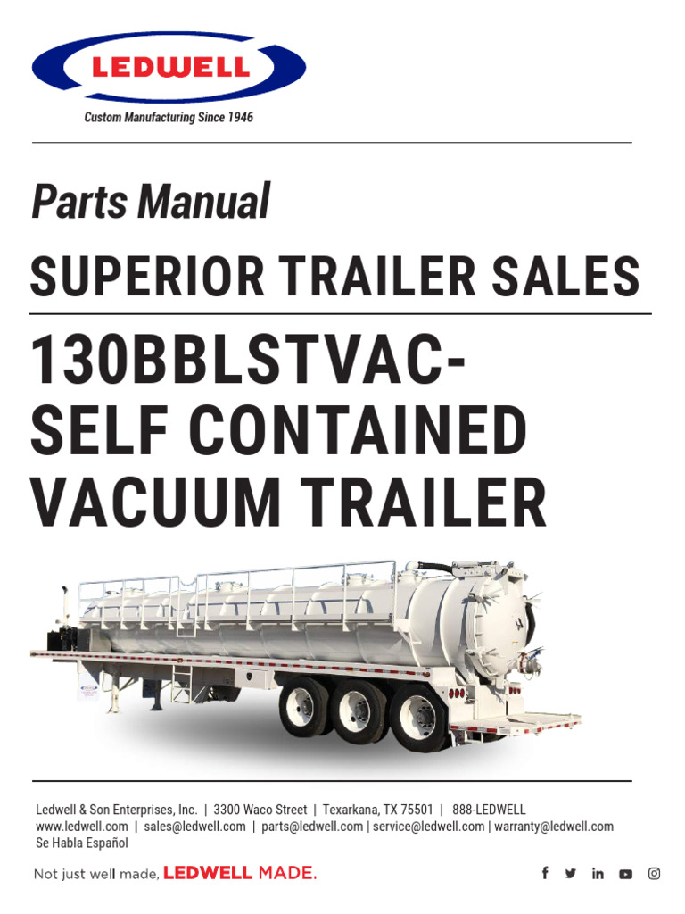 Ledwell Vacuum Trailer Parts Manual | PDF | Valve | Trailer (Vehicle)