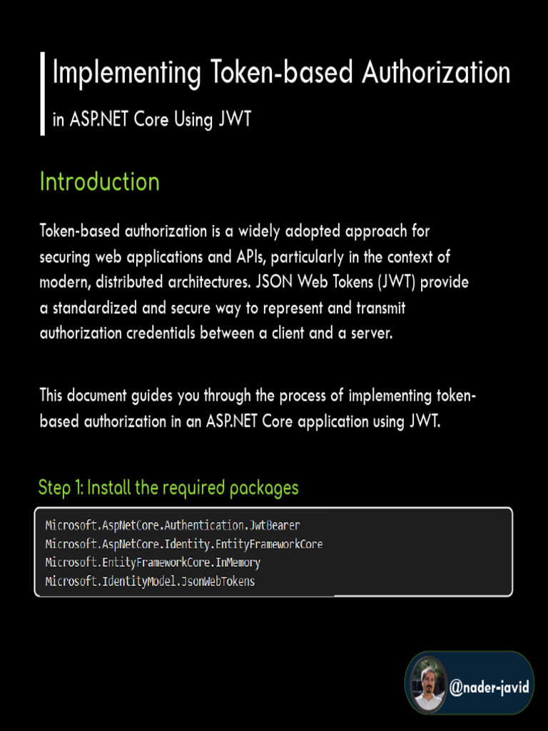 Token Based Authorization in ASP NET Core Using JWT 1719715886 | PDF | Software Engineering ...