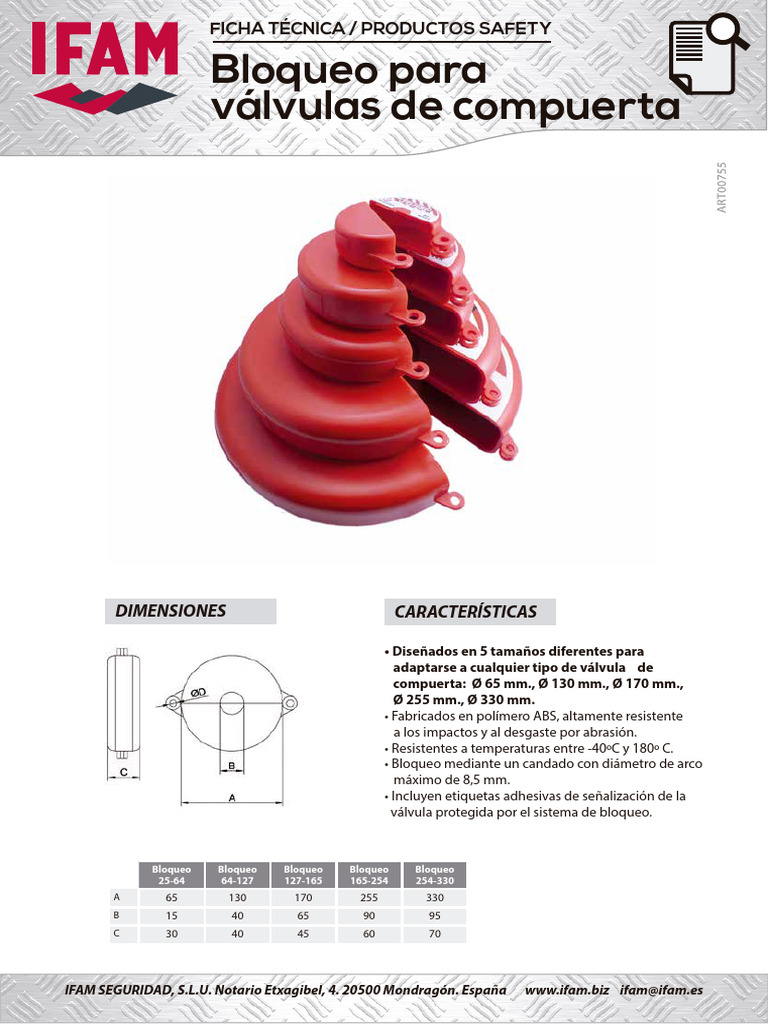 Ficha Tecnica Bloqueos-Para Válvulas de Compuerta | PDF