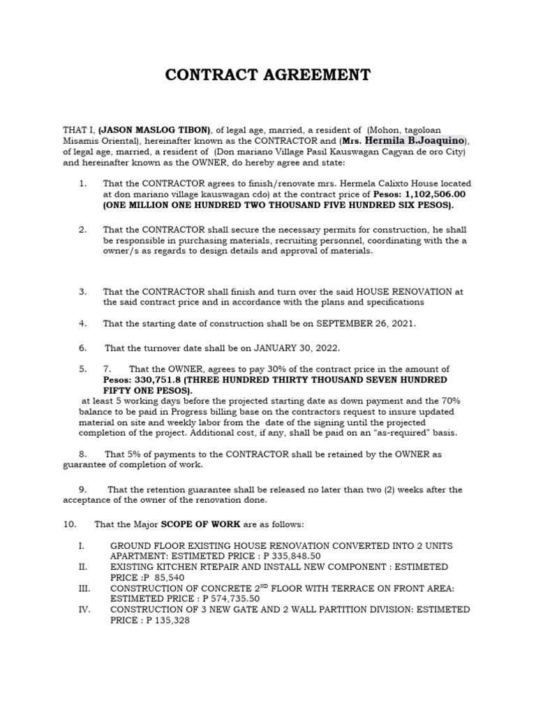 contract document | PDF | Building Materials | Civil Engineering