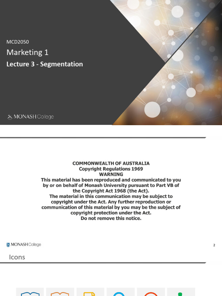 MCD2050 Lecture 3 - Segmentation, Targeting and Positioning T1.24s | PDF | Market Segmentation ...