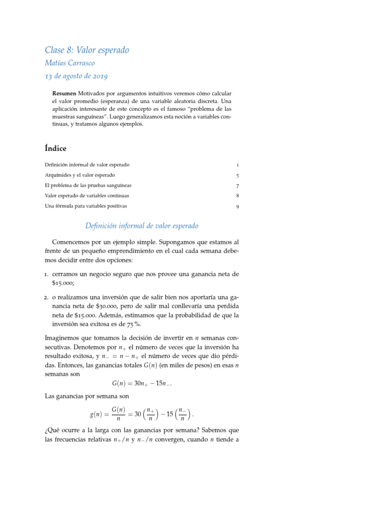 08 Valor Esperado | PDF | Integral | Valor esperado