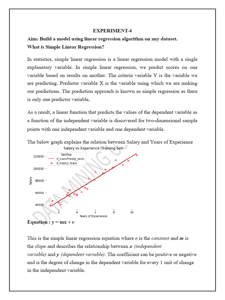 EXP-4 DMusingPYTHON | PDF | Regression Analysis | Dependent And Independent Variables
