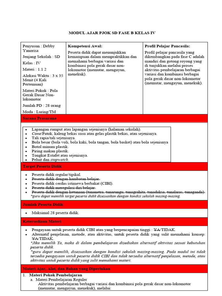 Modul Ajar Pjok SD Fase B Kelas I5 | PDF | Karier & Perkembangan | Pengembangan Diri