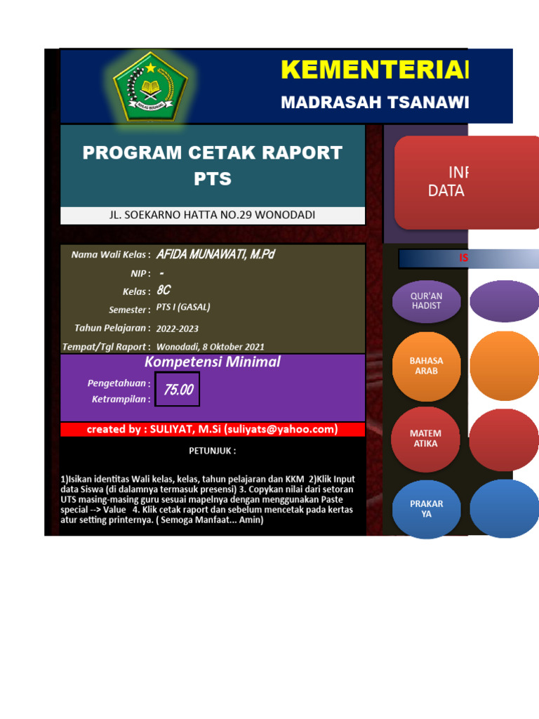 Raport PTS Kelas 8C Madrasah 2022 | PDF