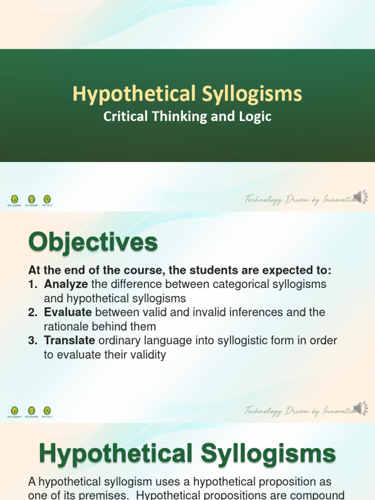 Examples of Hypothetical Syllogisms | PDF | Syntax (Logic) | Reasoning