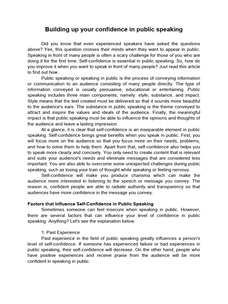 2nd Article of May - Building Up Your Confidence in Public Speaking ...