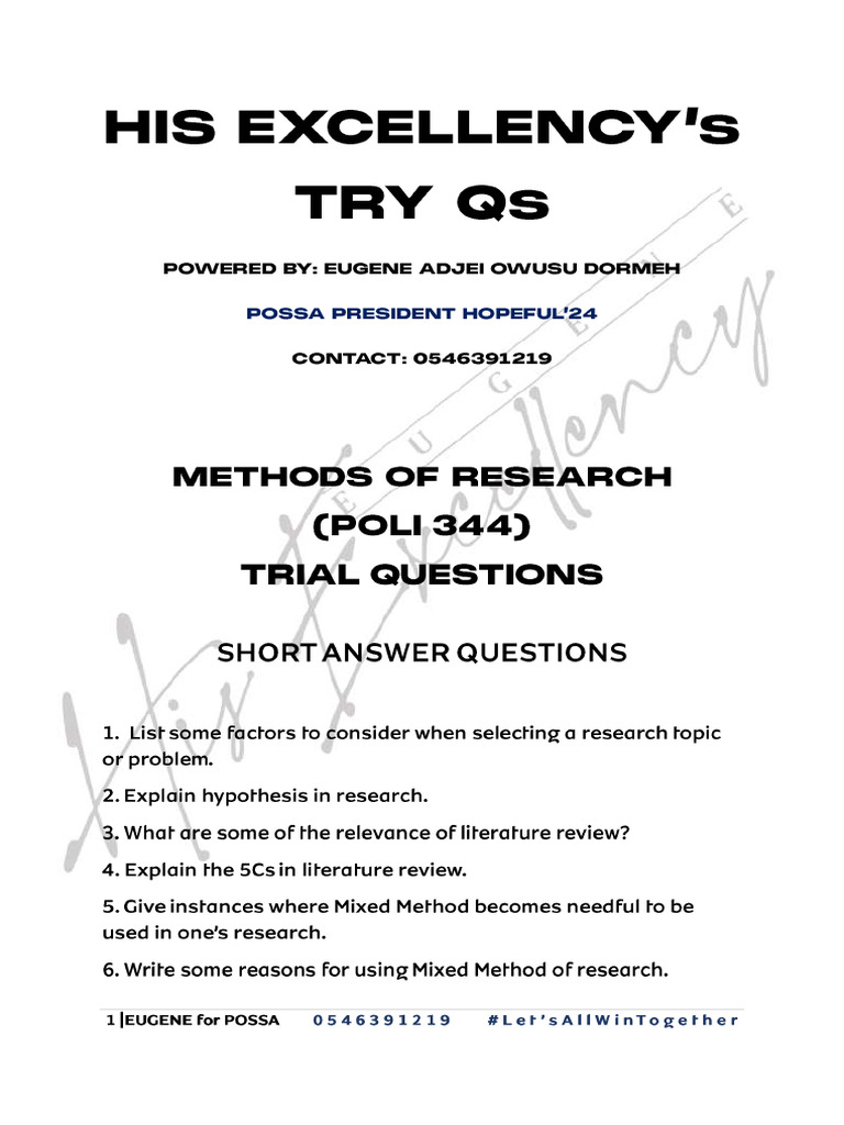 His Excellency's Poli 344 Trial Questions | PDF