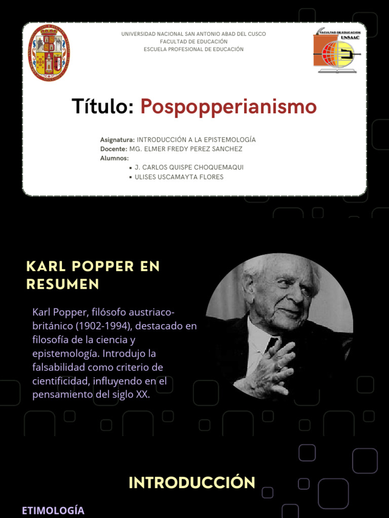 Pospopperianismo y Falsabilidad en Ciencia | PDF | Karl Popper ...