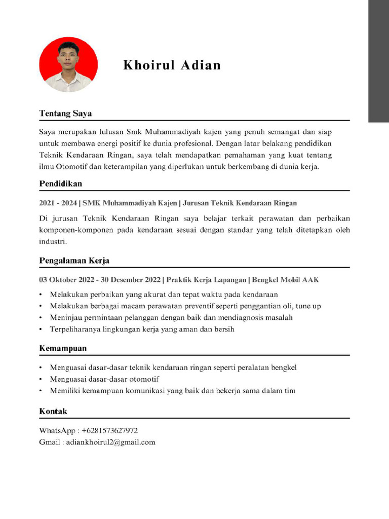 CV Khoirul Adian | PDF