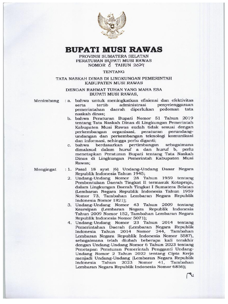 Perbup No 8 Tahun 2024 Mura | PDF