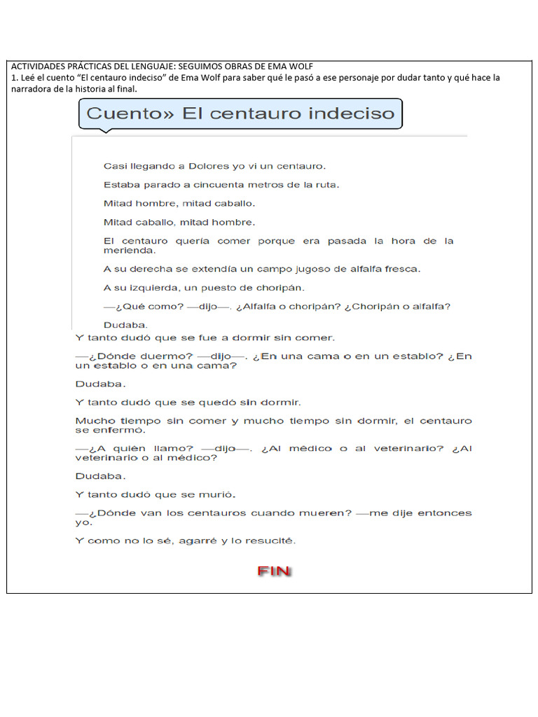 Ema Wolf. El Centauro Indeciso | PDF