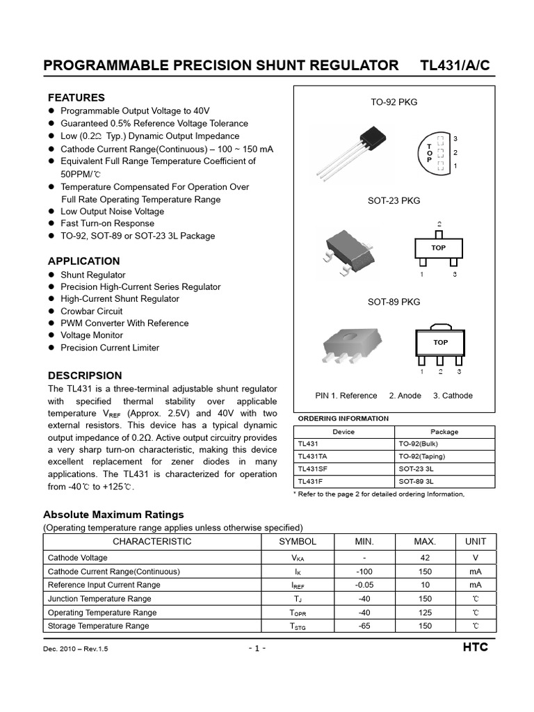 Datasheet - HK tl431 2775462 | PDF | Computer Engineering | Electronic Engineering